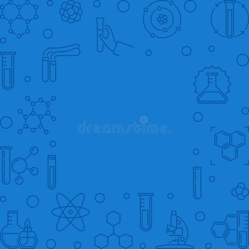 Chemistry Vector Blue Square Outline Background with Frame Stock Vector ...