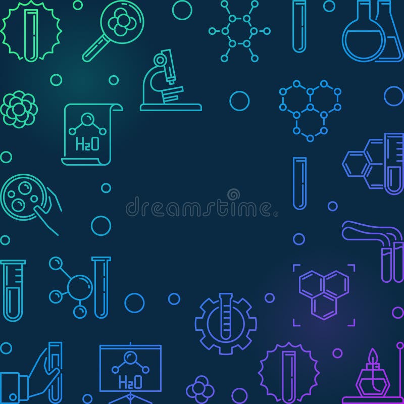 Chemistry Square Background with Blue Chemical Outline Icons Stock ...
