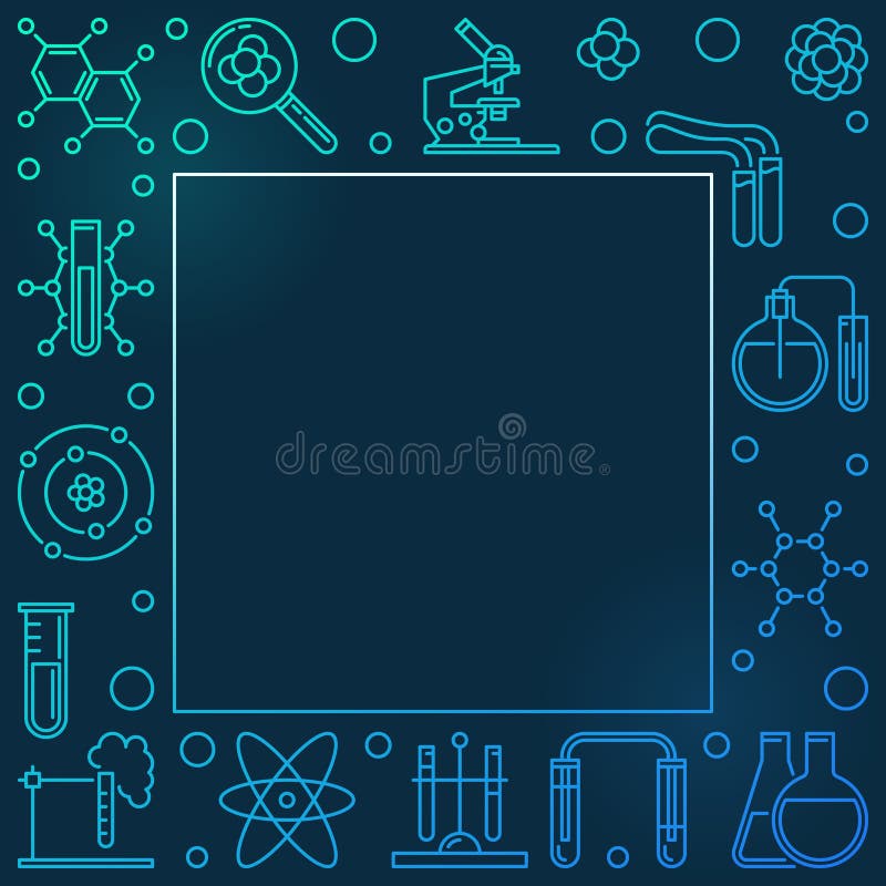 Chemistry Vector Colored Square Frame in Thin Line Style Stock Vector ...