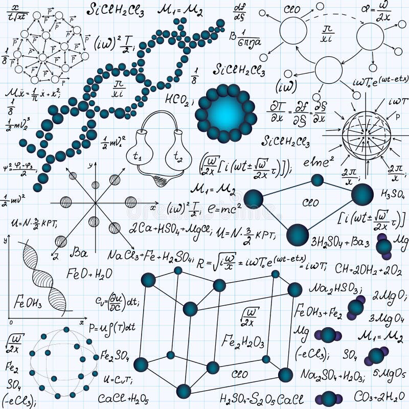 Chemistry Vector Seamless Texture with Chemical Formulas, Equations ... Chemistry Vector Seamless Texture with Chemical Formulas, Equations ...