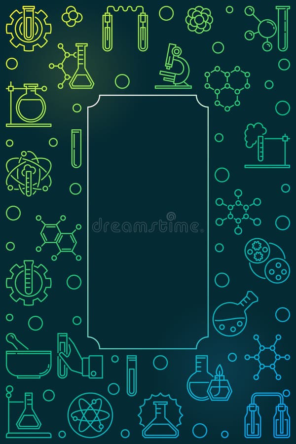 Chemistry Vector Vertical Colored Frame in Thin Line Style Stock Vector ...