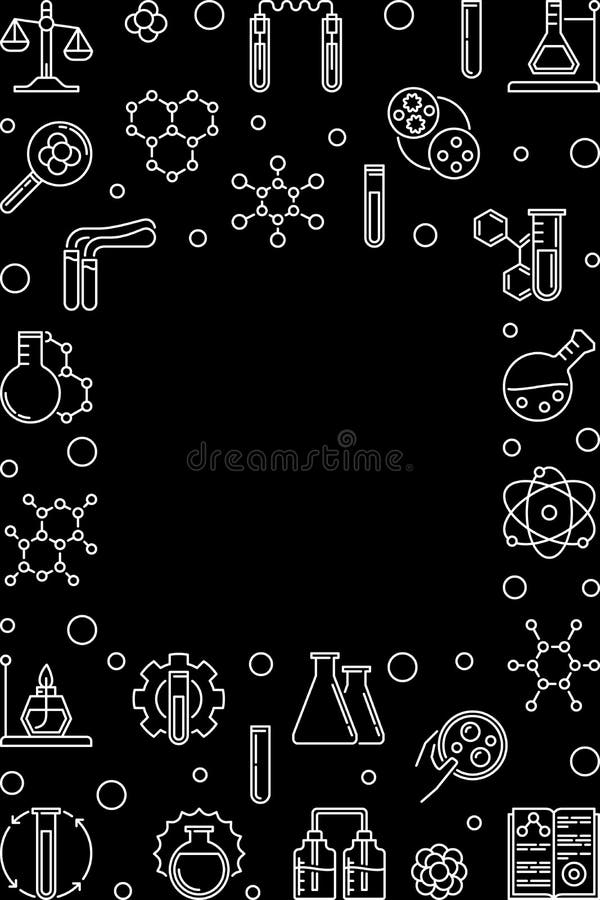 Chemistry Vertical Blue Vector Line Frame. Chemical Background Stock ...