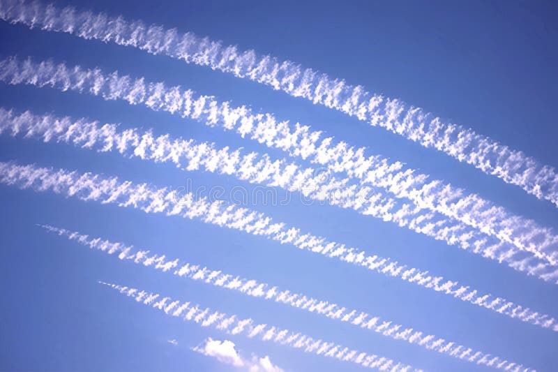 Chemtrails in Blue Sky. AI Generated Stock Illustration - Illustration ...