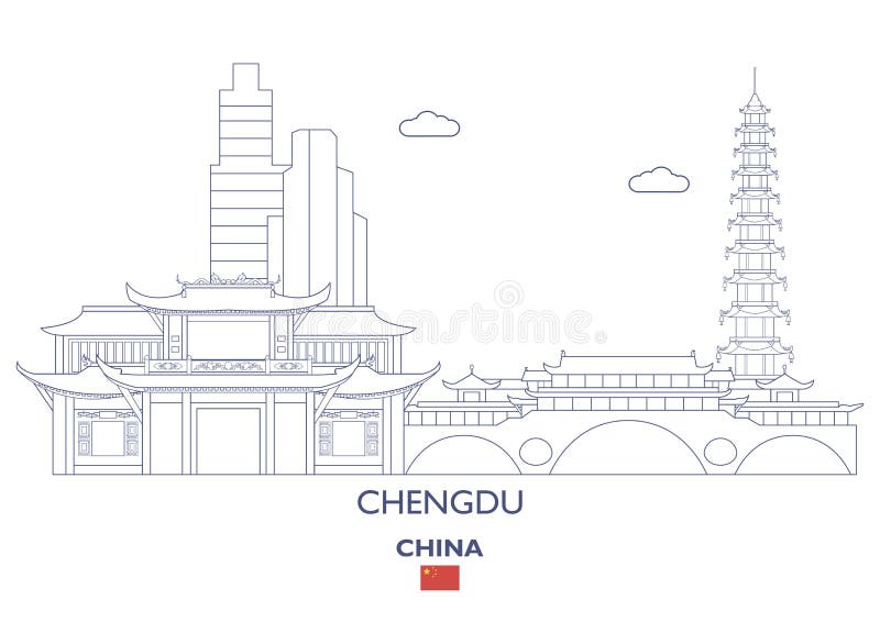 Chengdu City Skyline, China Stock Vector - Illustration of tower ...