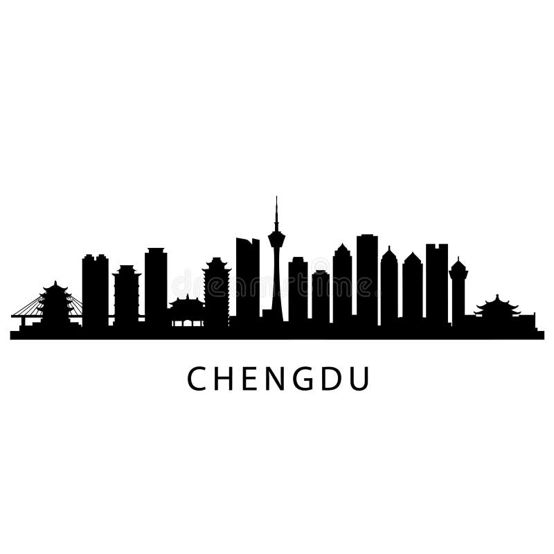 Chengdu Skyline Silhouette with Cityscape Vector Stock Vector ...