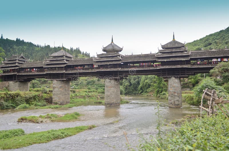 Chengyang wind bridge editorial stock photo. Image of sanjiang - 32994508