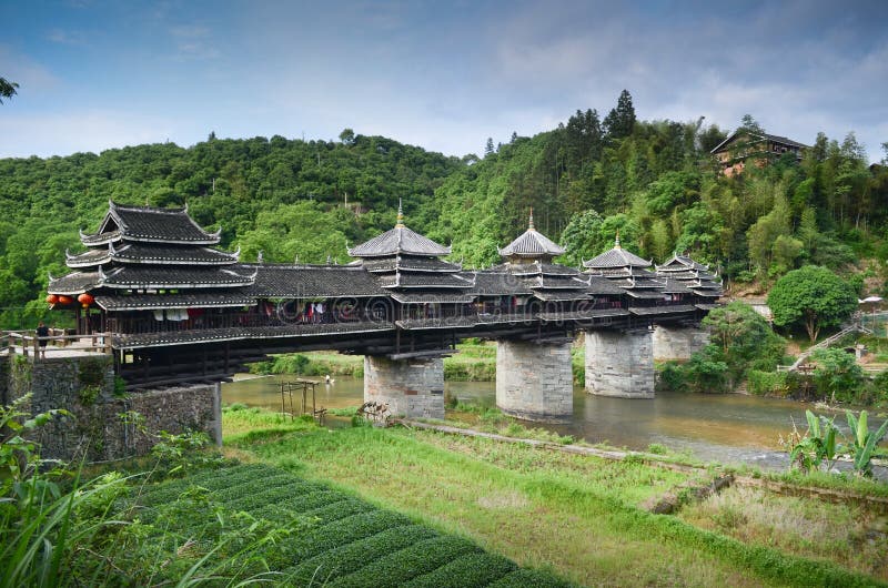 Chengyang Bridge, Architecture, Liuzhou. Stock Image - Image of tourist ...