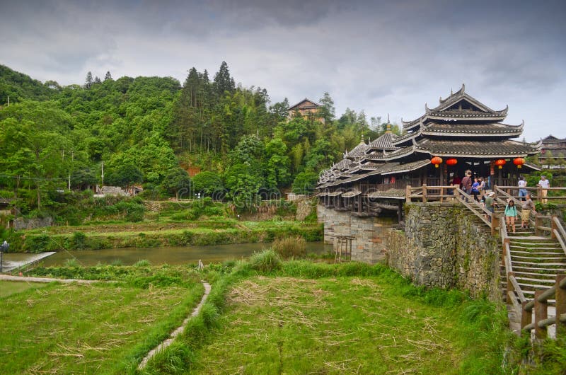 Chengyang wind bridge editorial stock image. Image of landmark - 36512289
