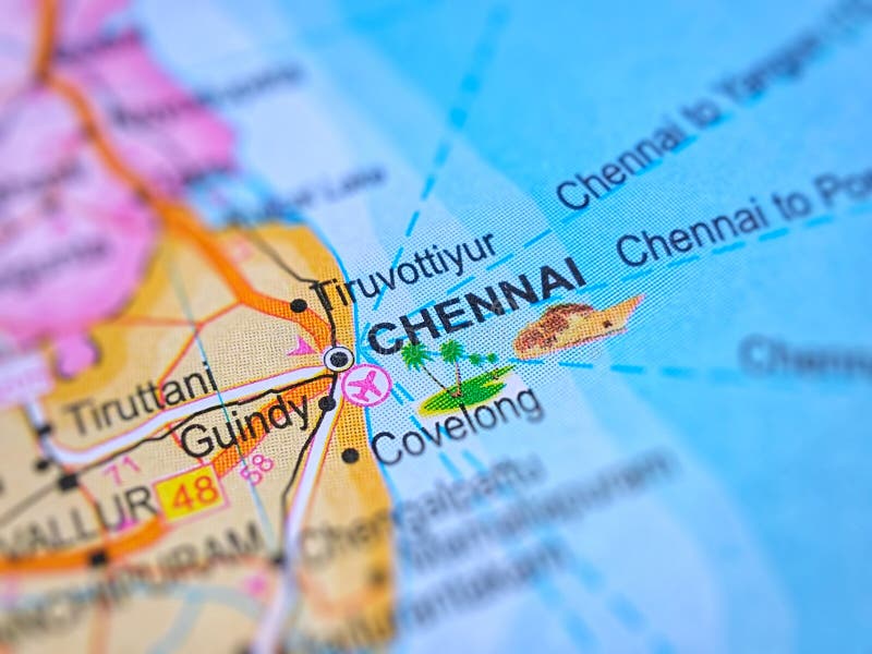 Chennai on a Map of India with Blur Effect Stock Image - Image of language, tourism: 290875911