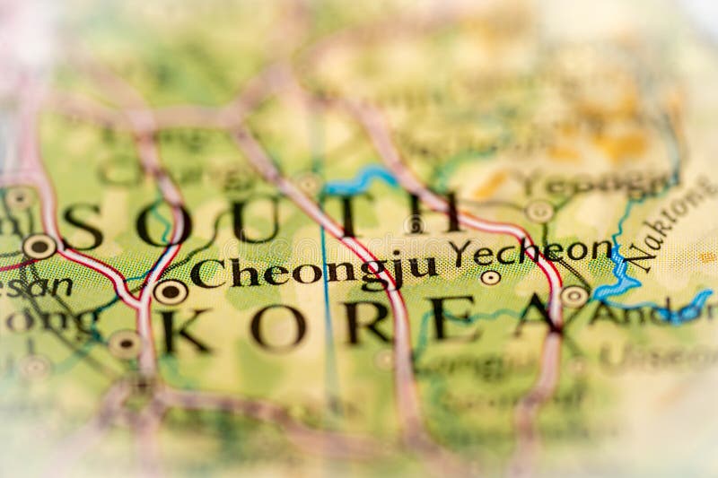 Cheongju, South Korea Highlighted on a World Map Stock Image - Image of ...