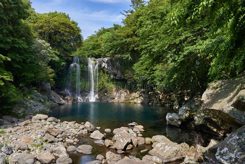 Cheonjeyeon Second Waterfall Stock Image - Image of pool, cascade ...