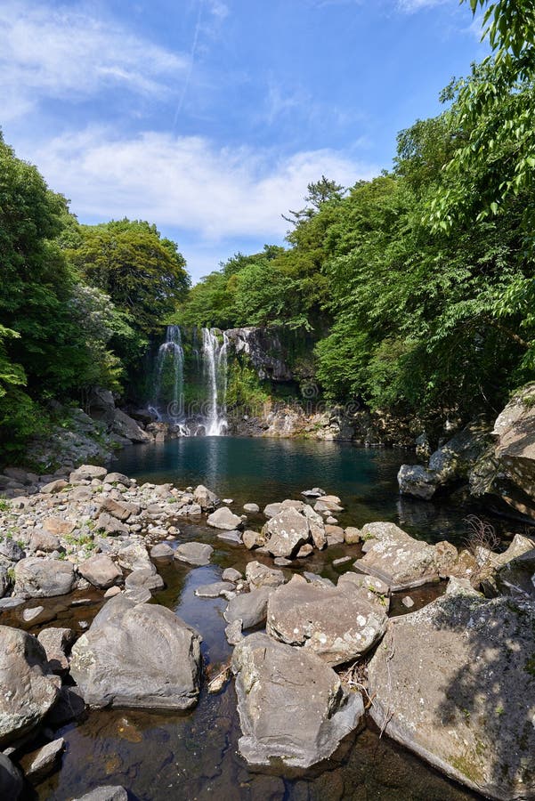 Cheonjeyeon Second Waterfall Stock Photo - Image of cascade, jeju ...