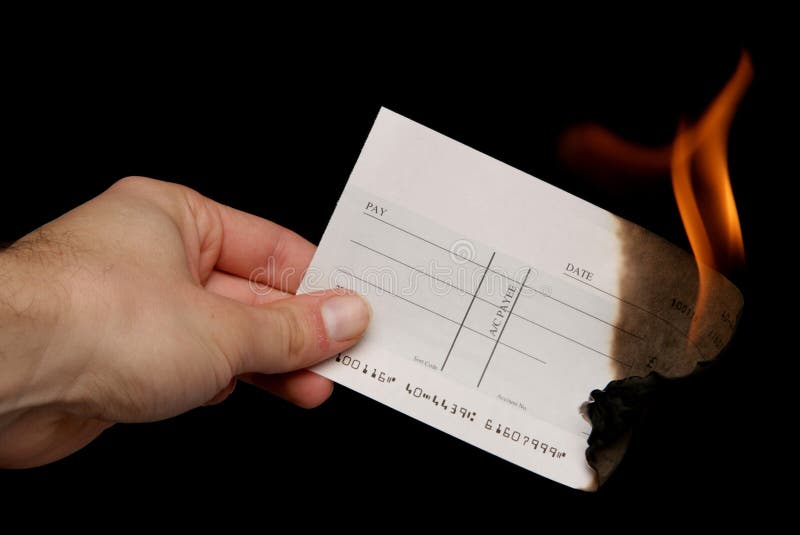Cheque being burnt cutout stock photo. Image of banking - 12219296