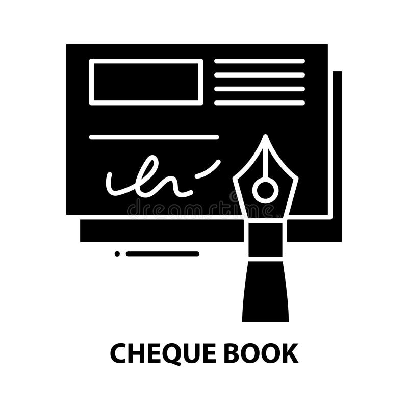 Cheque Book Icon, Black Vector Sign with Editable Strokes, Concept ...