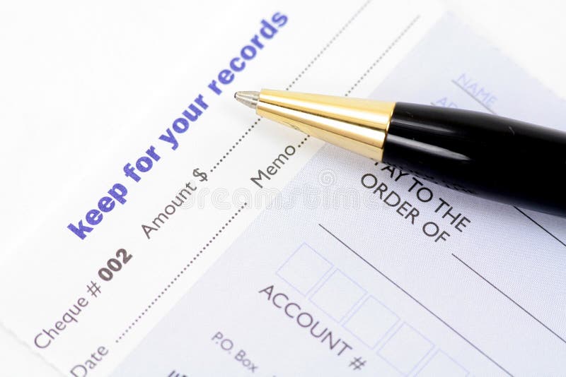 Cheque com pena imagem de stock. Imagem de sustento, banco - 1350207