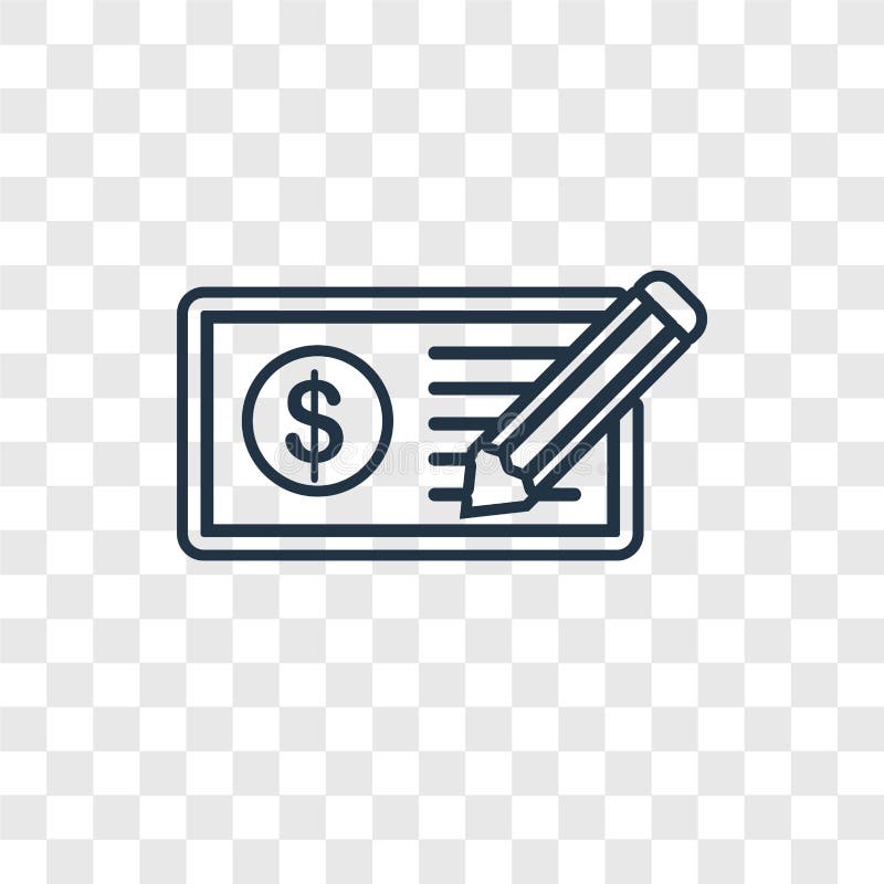 Cheque Concept Vector Linear Icon Isolated on Transparent Background ...