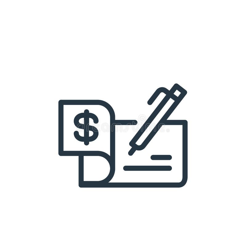 Cheque Icon Vector from Finance and Business Concept. Thin Line ...