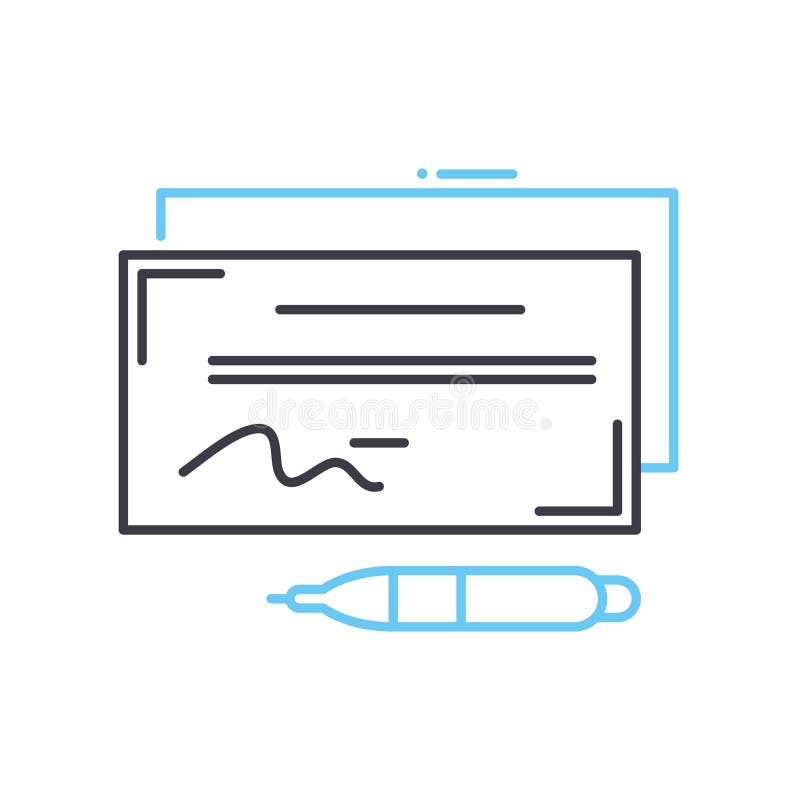 Cheque Payment Line Icon, Outline Symbol, Vector Illustration, Concept ...