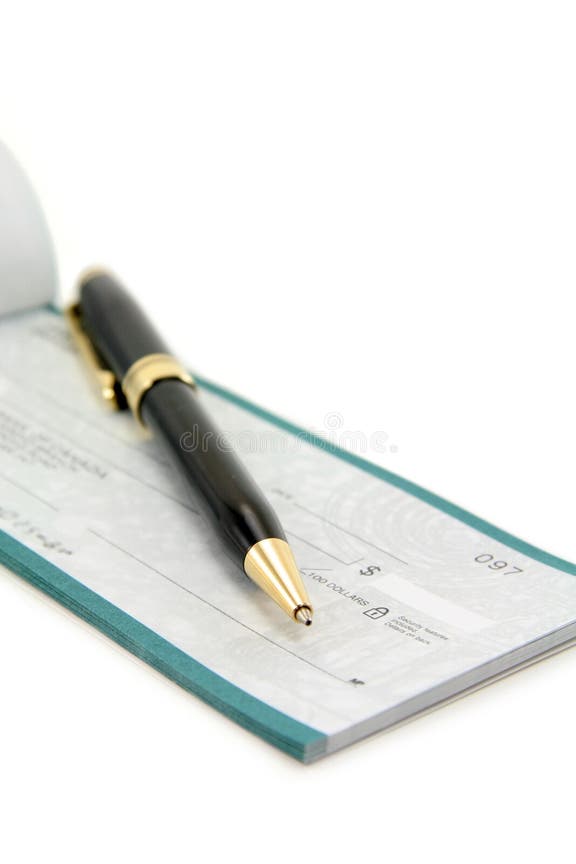 Cheque with pen stock photo. Image of isolated, bills - 1350182