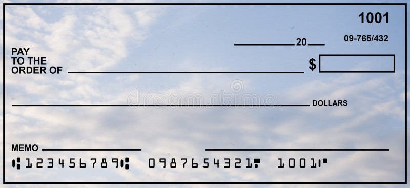 Cheque Personal En Blanco Con El Cielo Azul Foto de archivo - Imagen de ...