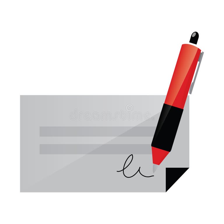 Cheque and Signature. Vector Illustration Decorative Design Stock ...