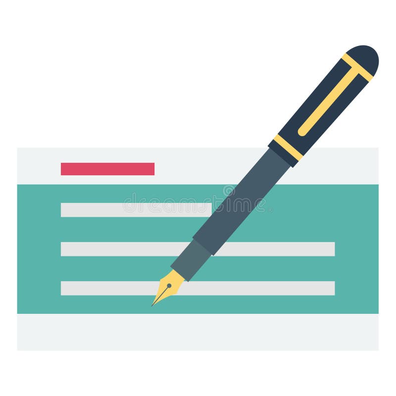 Cheque Signing Color Vector Icon Fully Editable Stock Vector ...