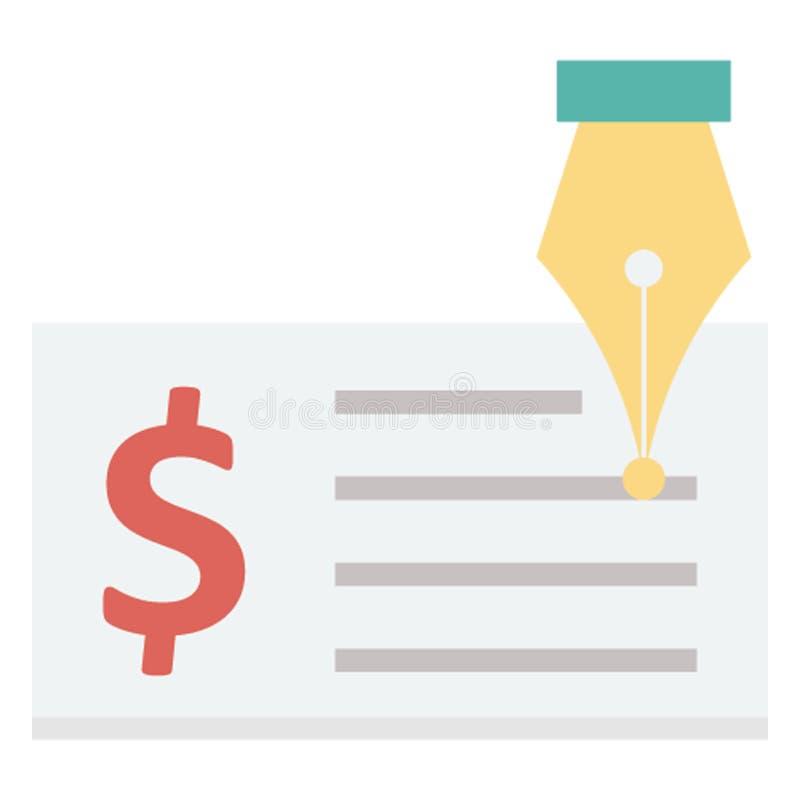 Cheque Signing Color Vector Icon Which Can Easily Modify or Edit Stock ...
