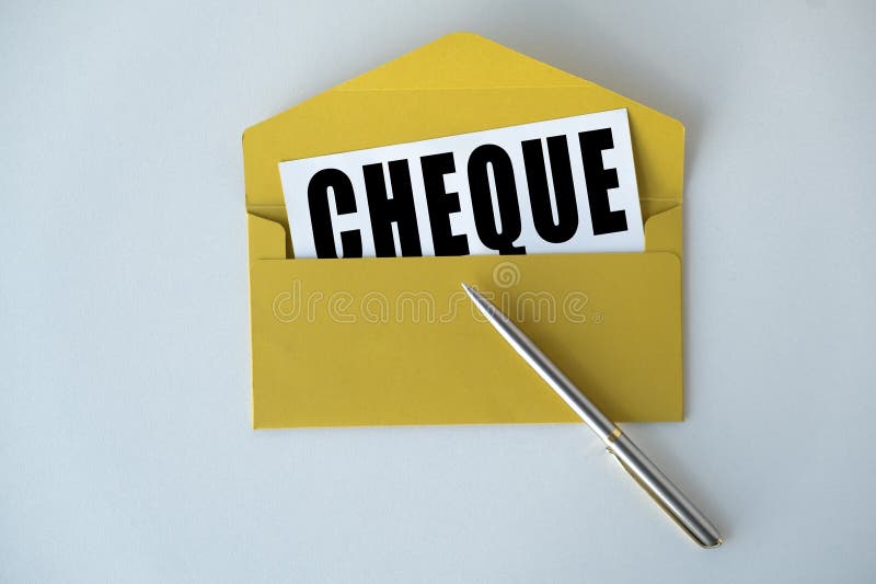 Cheque, Text Written in Yellow Font Stock Image - Image of financial ...