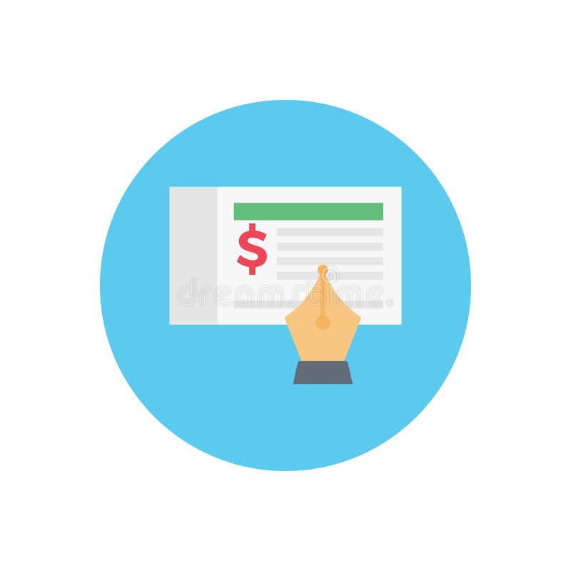 Cheque Vector Flat Colour Icon Stock Vector - Illustration of personal ...