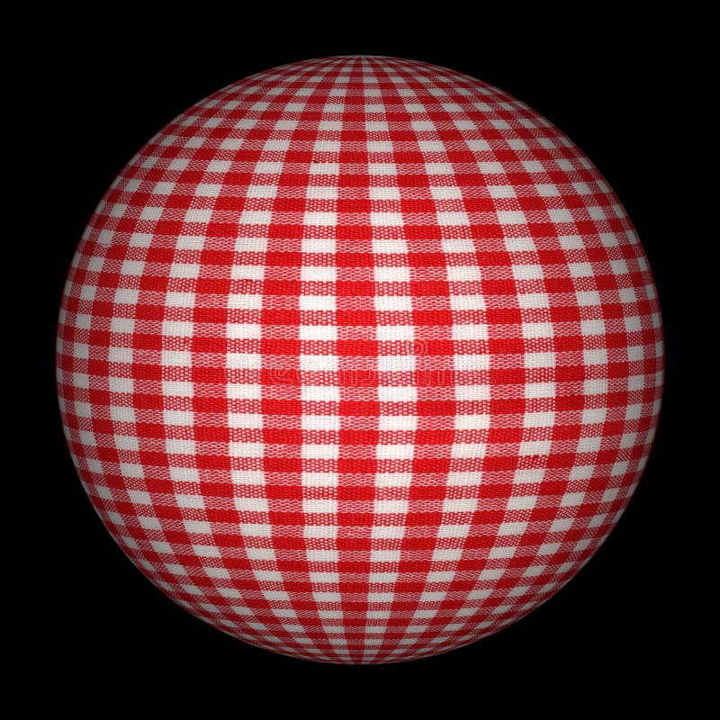 Chequered Red Fabric Sphere Black Background Stock Illustration ...