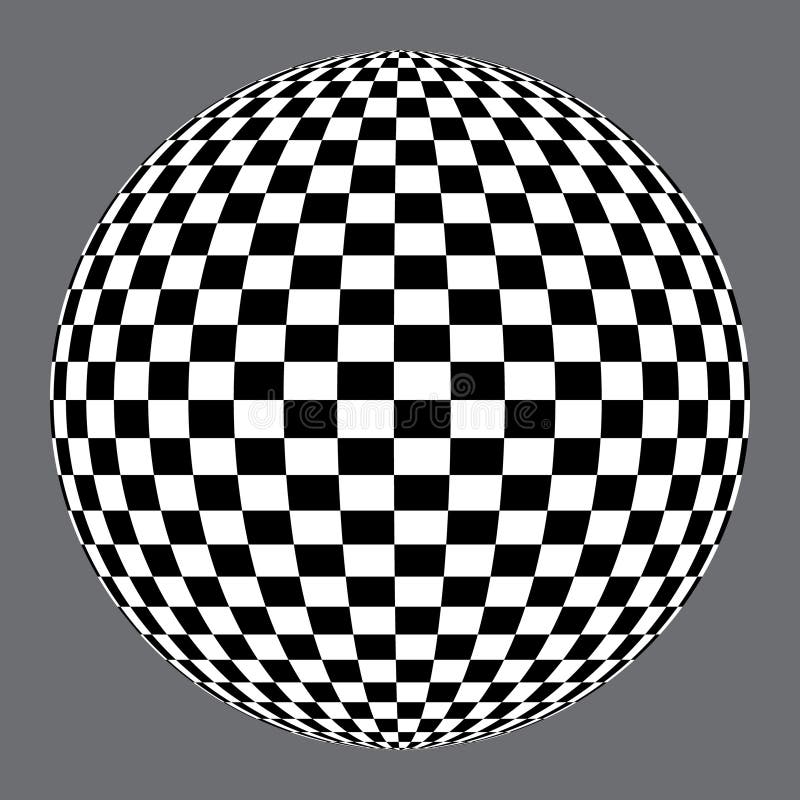 Chequered Sphere Over Grey Background. Abstract Surrealistic Graphic ...