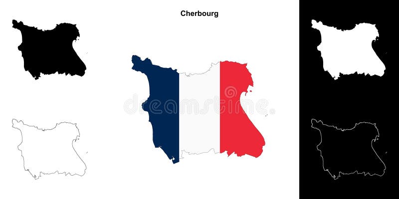 Cherbourg outline map stock illustration. Illustration of boundaries ...