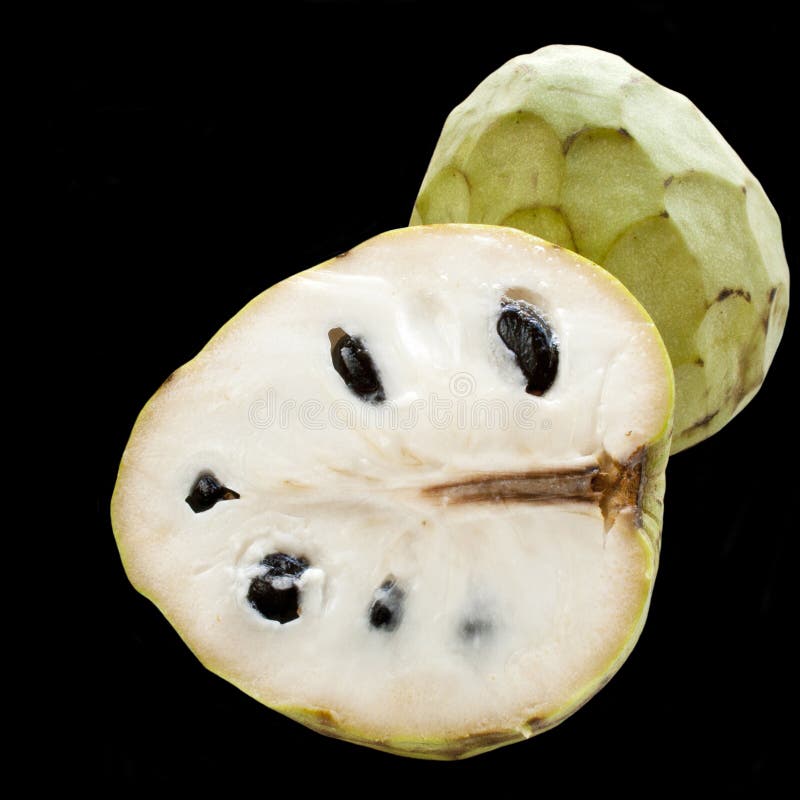 Cherimoya over black stock image. Image of vitamins, dessert - 27327353