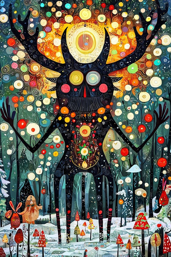 Enchanting Fantasy Forest Creature Colorful Winter Wonderland Art AI ...