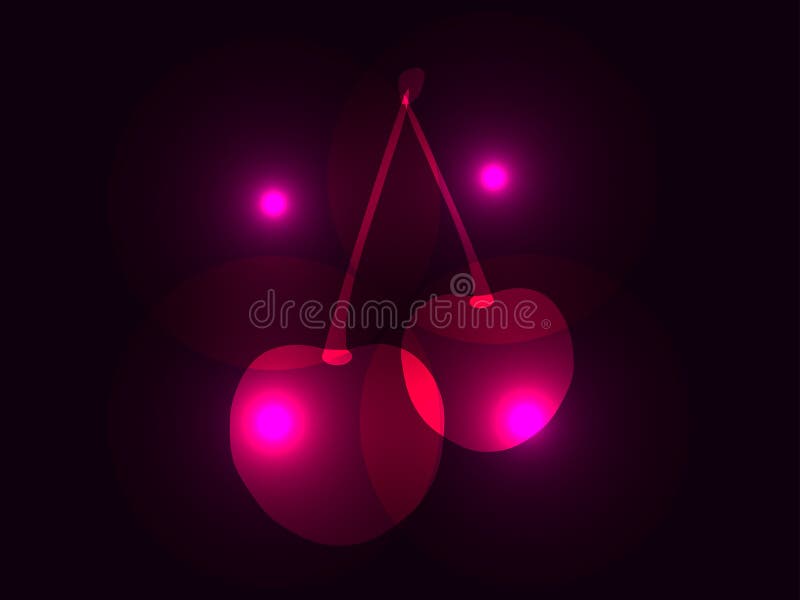 Cherries on Black Background with Highlights. Cherry Stock Vector ...