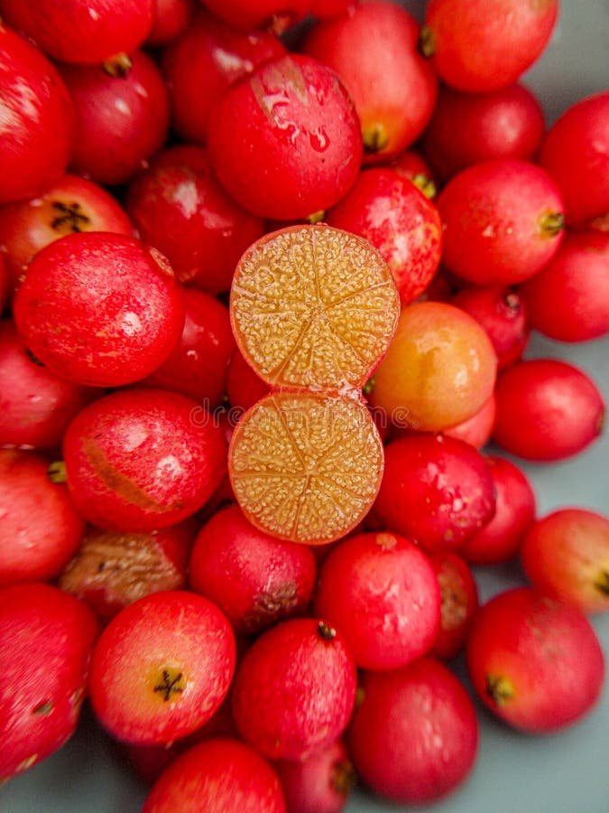 Cherries, a Cherry Sliced and Top of it. Stock Photo - Image of apple ...