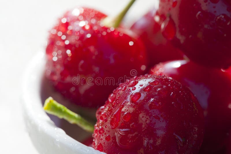 Cherries Close up stock photo. Image of cherry, white - 33621990