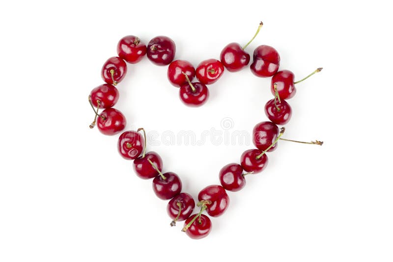 Cherries in heart shape stock photo. Image of freshness - 48274736