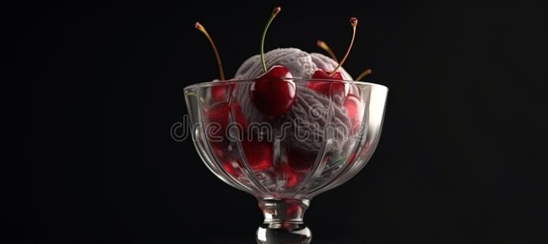 Cherries and Ice Cream in a Glass Background Stock Illustration ...