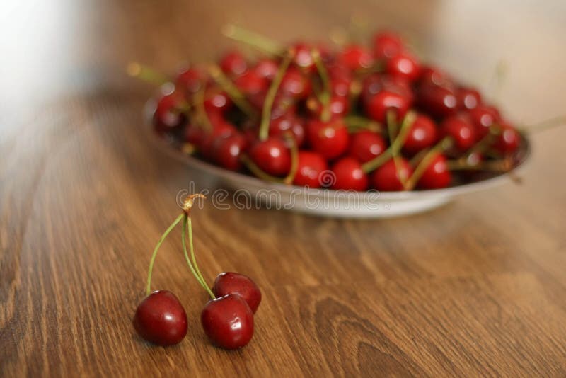 Cherries stock image. Image of plate, nature, group, juicy - 55786283