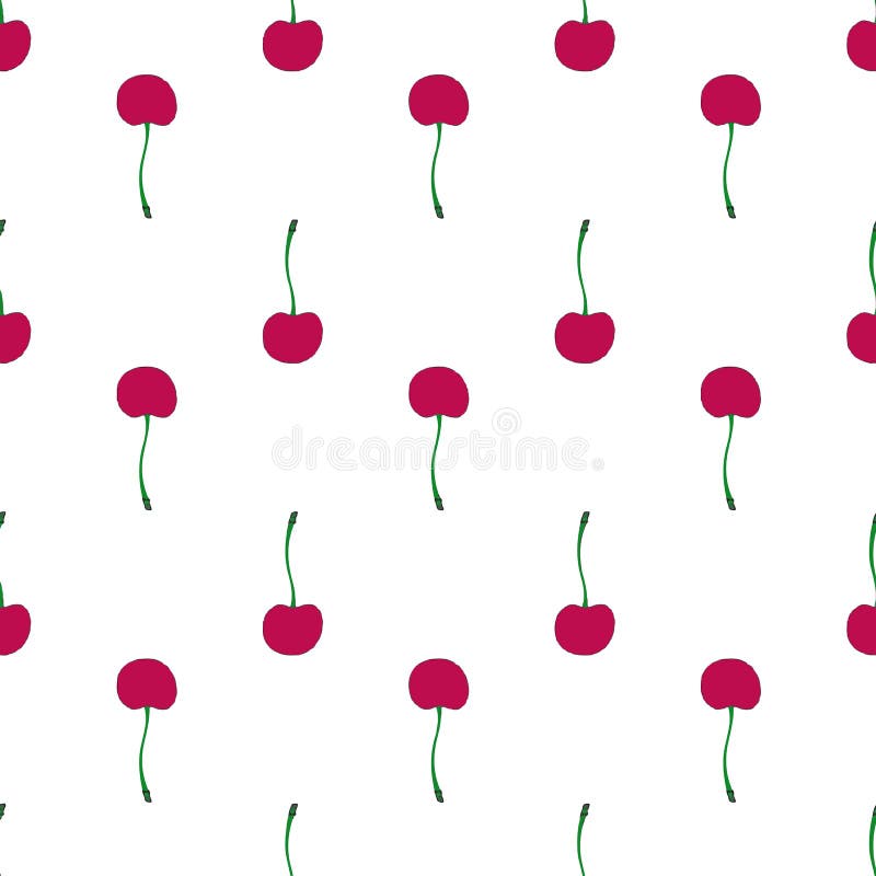 Cherries. Seamless Pattern with Berries. Real Outline Drawing. Vector ...