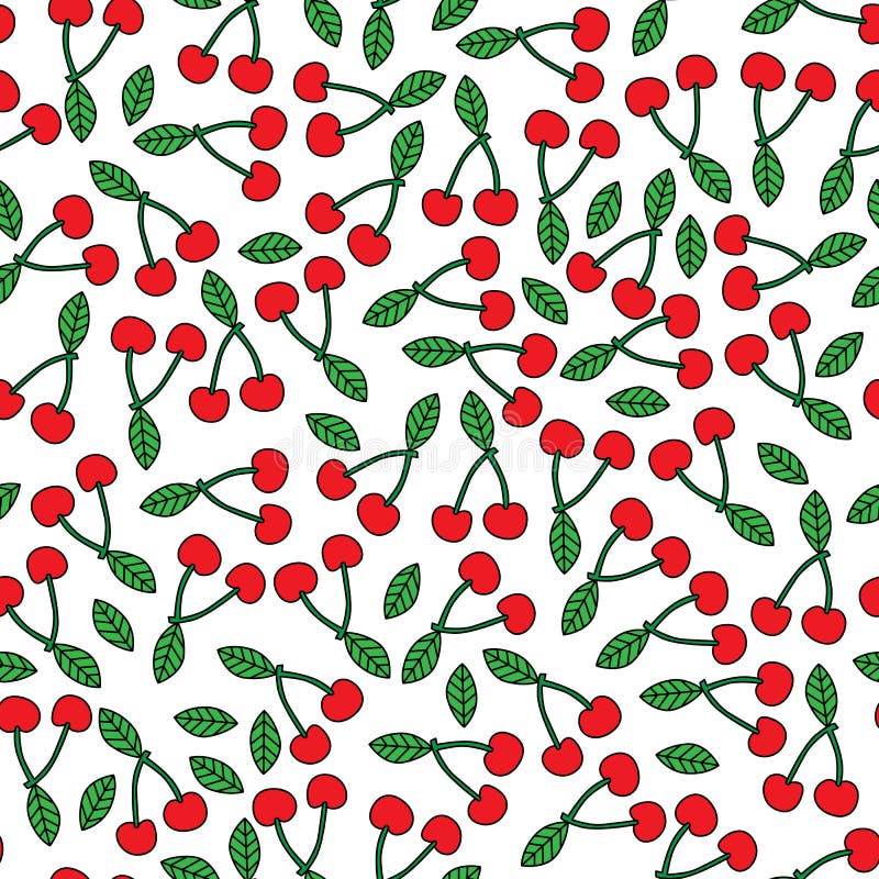 Cherries seamless pattern stock vector. Illustration of white - 89119504