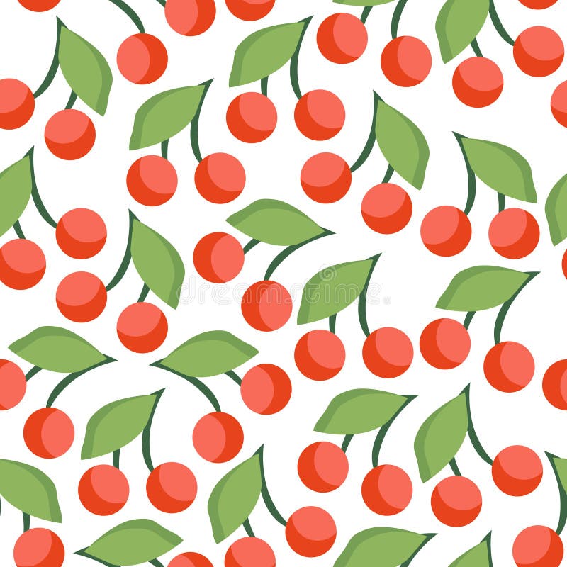 Cherries - Seamless Vector Pattern Stock Vector - Illustration of ...