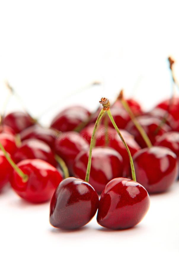 Cherries On White Background Stock Photo - Image of fresh, dessert ...