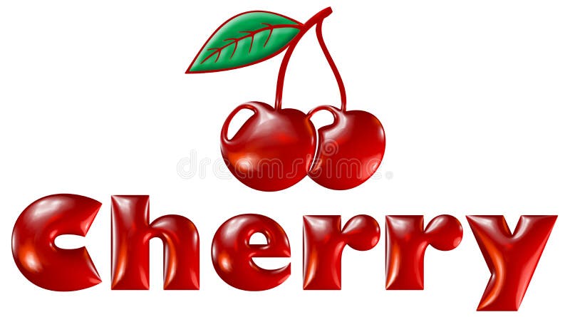 Cherry Word Cursive Aesthetic Cute Stock Illustration - Illustration of ...