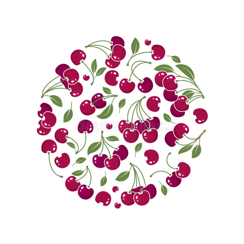Cherry Background. Circle Shape Design Template with Fruits Stock ...