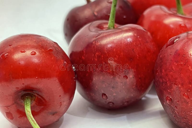 Cherry Berries, the Most Popular Fruit Stock Image - Image of leaf ...