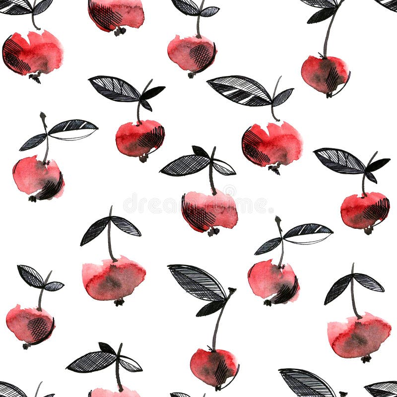 Cherry berries pattern stock illustration. Illustration of fresh - 95010358