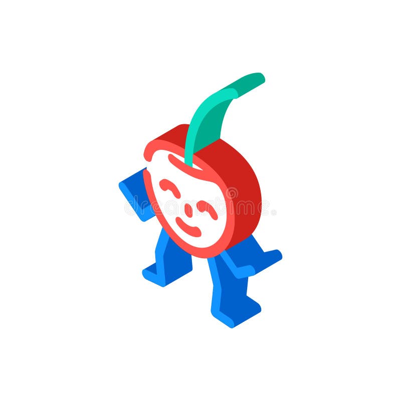 Cherry Berry Character Isometric Icon Vector Illustration Stock Vector ...
