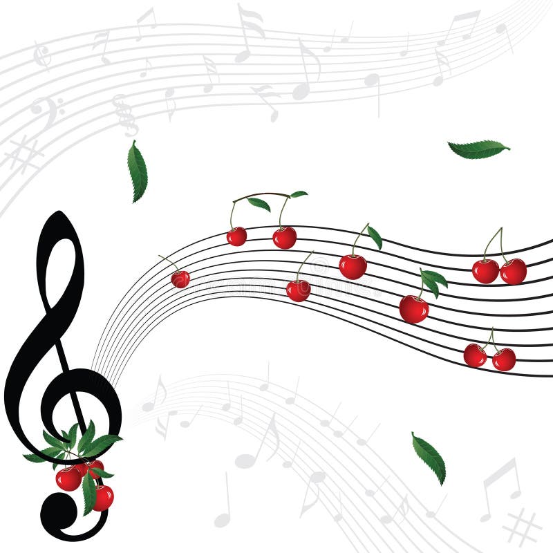 Music cherry notes tree stock vector. Illustration of polka - 3438817